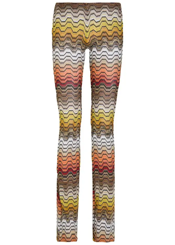 Missoni Patterned Metallic-knit Slim-leg Beach Trousers - Black