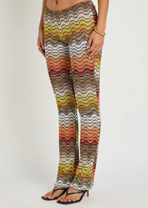 Missoni Patterned Metallic-knit Slim-leg Beach Trousers - Black