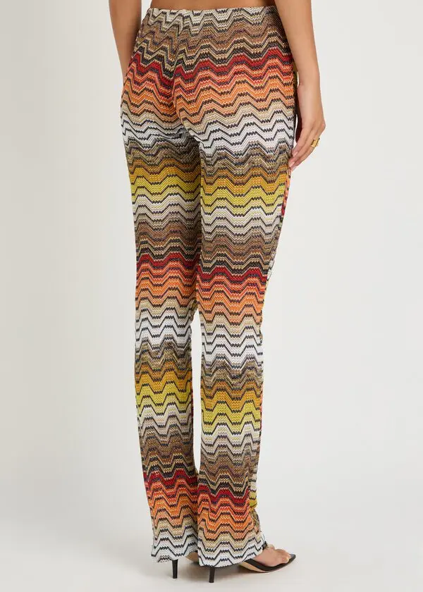 Missoni Patterned Metallic-knit Slim-leg Beach Trousers - Black