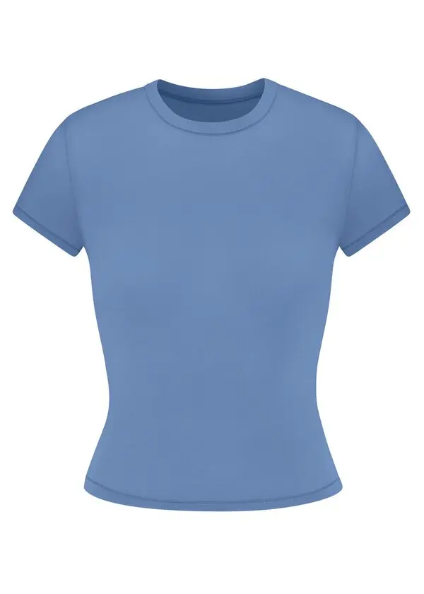SKIMS Stretch-jersey Crewneck T-shirt - Blue
