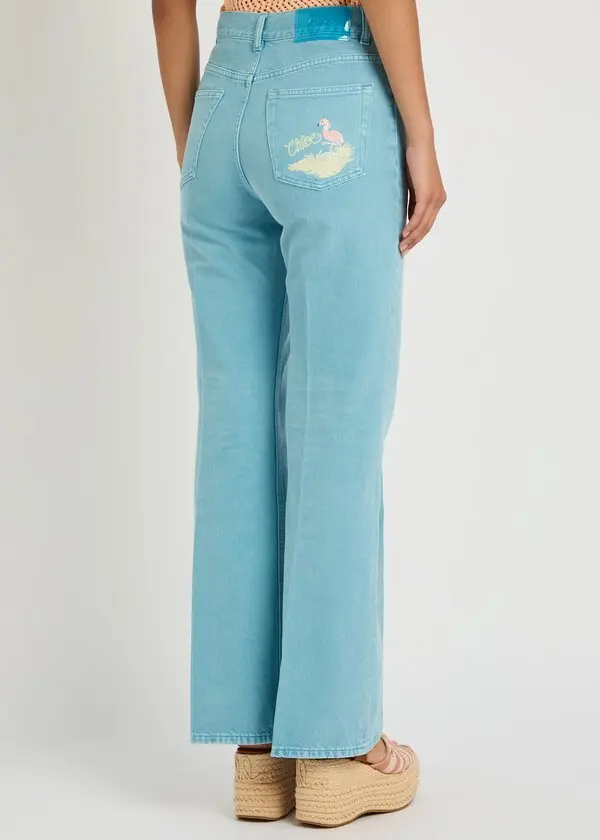 Chloé Embroidered Straight-leg Jeans
