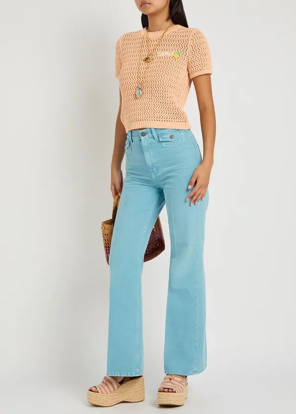Chloé Embroidered Straight-leg Jeans