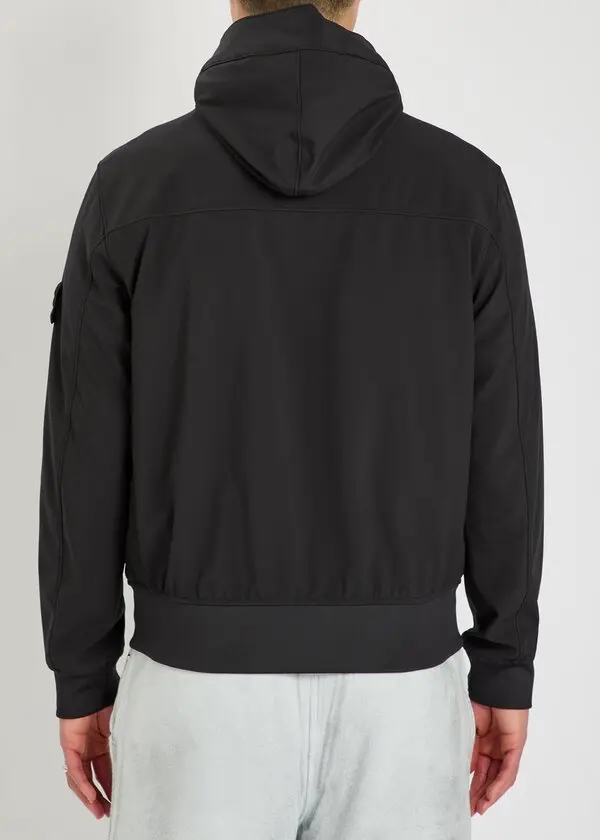 Stone Island Logo-appliquéd Hooded Soft Shell Jacket