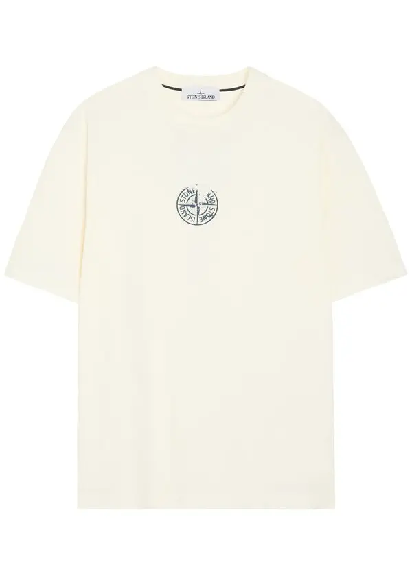 Stone Island Logo-print Cotton T-shirt - Ivory