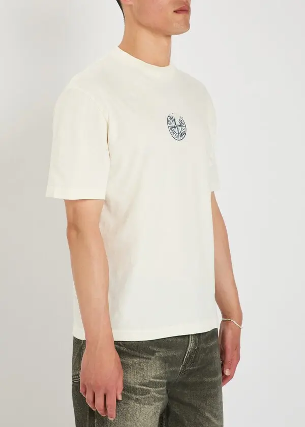 Stone Island Logo-print Cotton T-shirt - Ivory