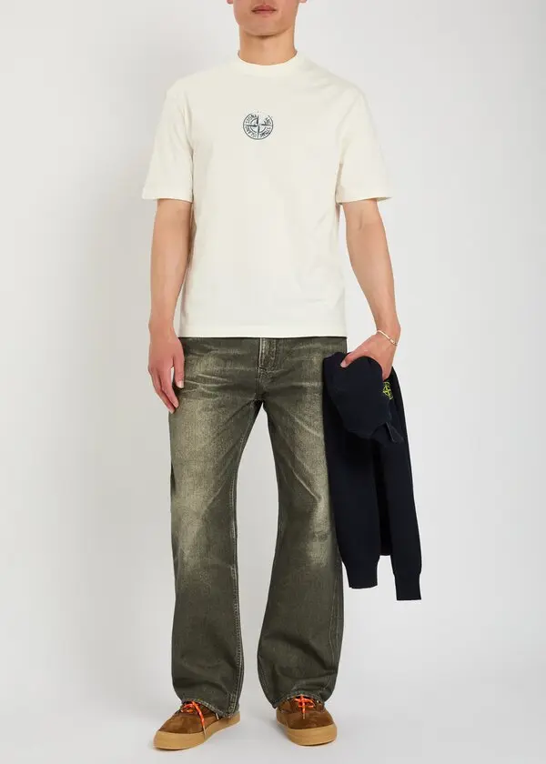 Stone Island Logo-print Cotton T-shirt - Ivory