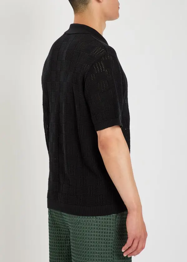 LES DEUX Checked-weave Cotton-knit Shirt