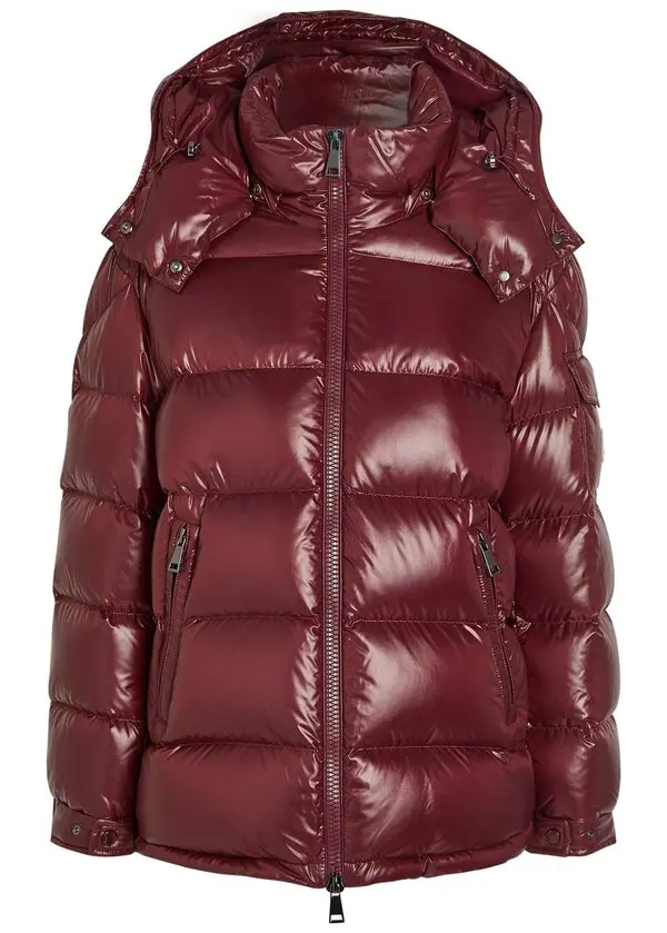 Moncler Laqué Nylon Padded Hooded Jacket - Red