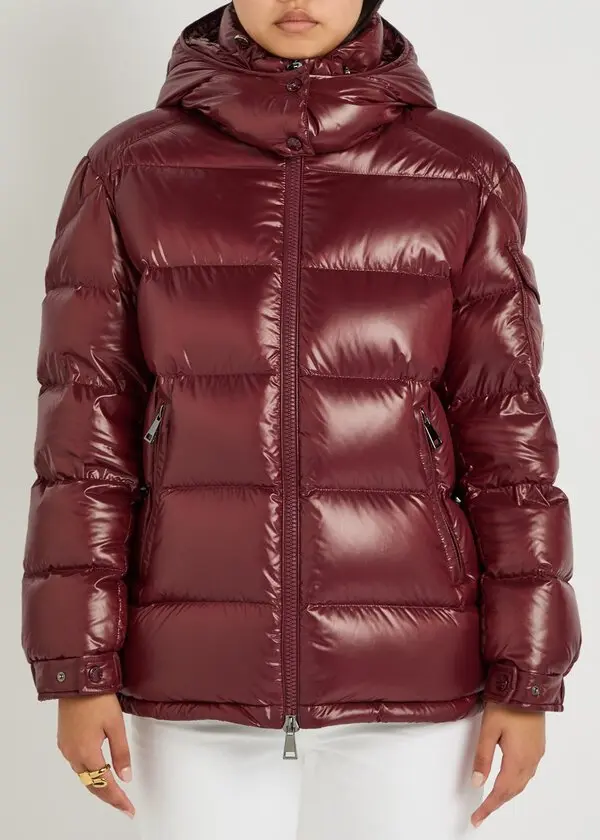 Moncler Laqué Nylon Padded Hooded Jacket - Red