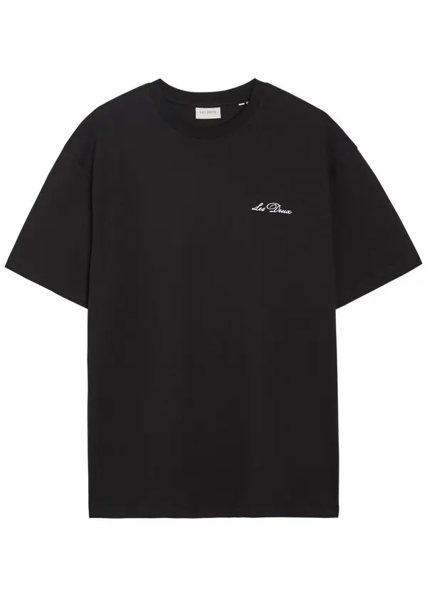 LES DEUX Logo-embroidered Cotton T-shirt