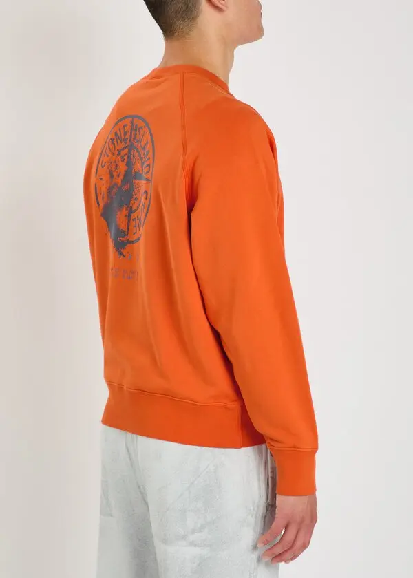 Stone Island Printed Cotton Sweatshirt - Orange