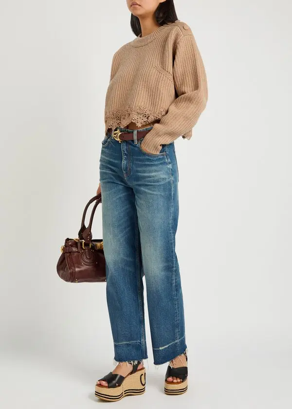 Chloé Lace-trimmed Wool And Cashmere-blend Jumper