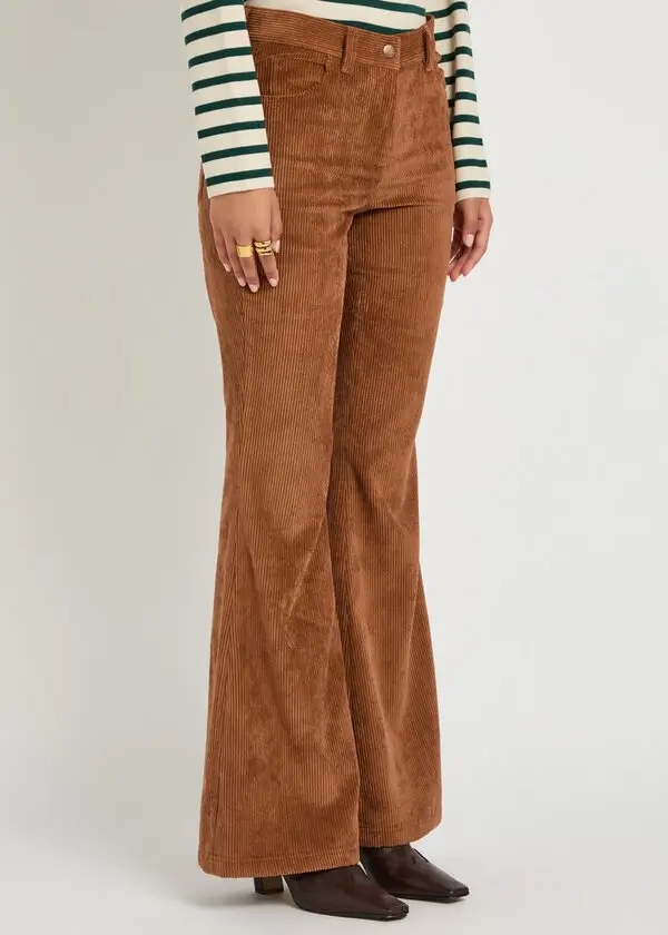 Moncler Flared-leg Corduroy Trousers - Brown