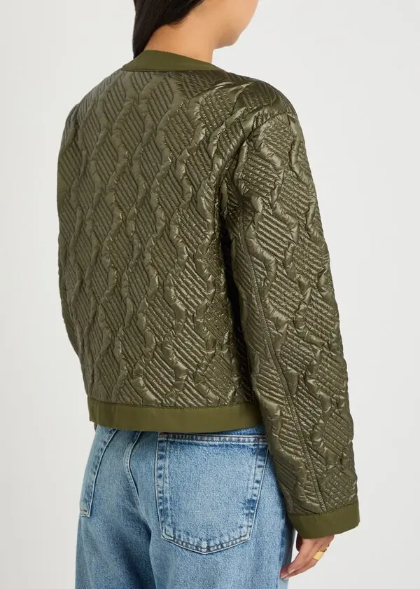 Moncler Geometric Quilted Nylon Jacket - Olive