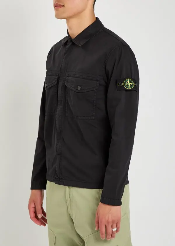 Stone Island Logo-appliquéd Stretch-cotton Overshirt
