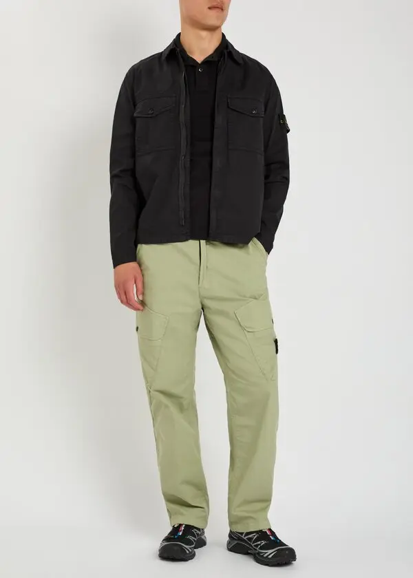 Stone Island Logo-appliquéd Stretch-cotton Overshirt