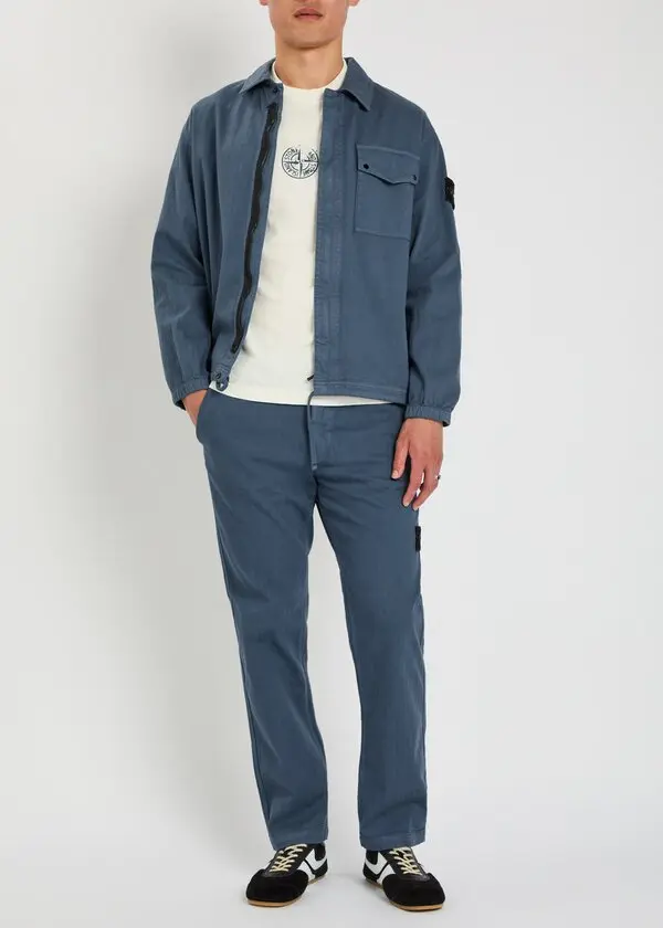 Stone Island Logo-appliquéd Herringbone Cotton Jacket