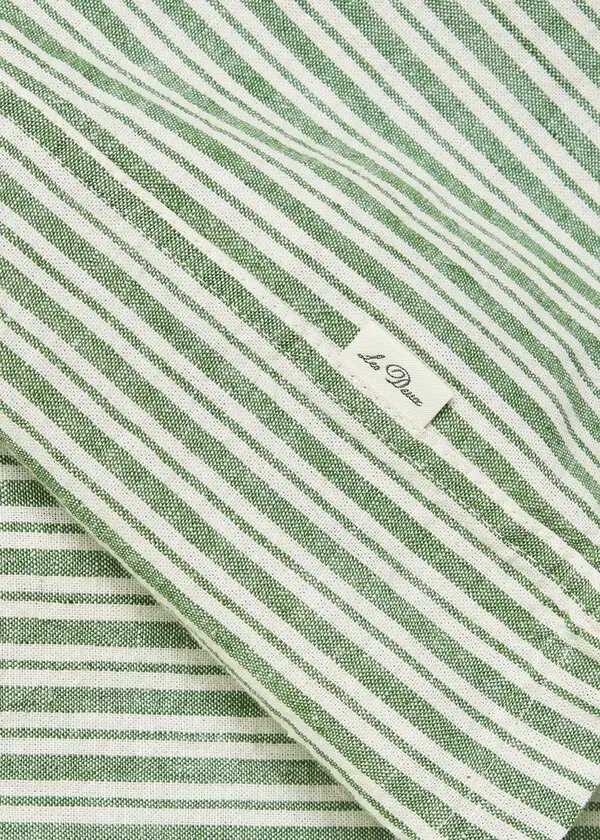 LES DEUX Striped Cotton And Linen-blend Shirt - Light Green