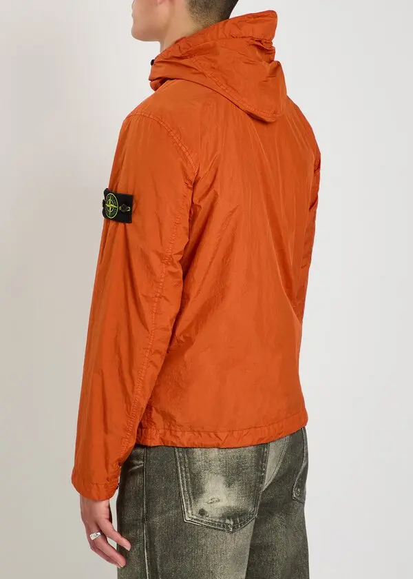 Stone Island Hooded Crinkled Nylon Jacket - Orange