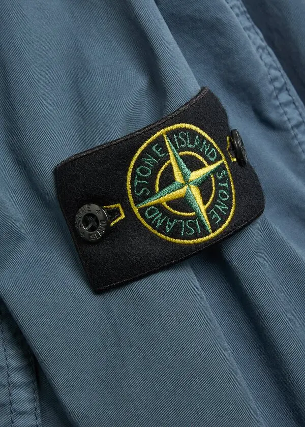 Stone Island Logo-appliquéd Stretch-cotton Overshirt - Blue Dark