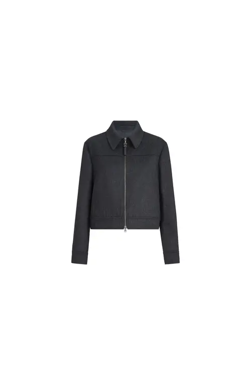Brunello Cucinelli Wool Flannel Outerwear Jacket With Shiny Zipper Pull