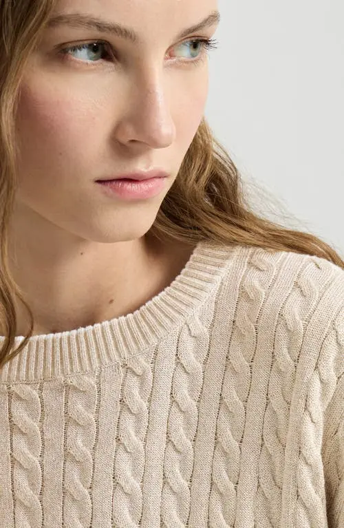Brunello Cucinelli Sparkling Cotton Cable Knit Sweater