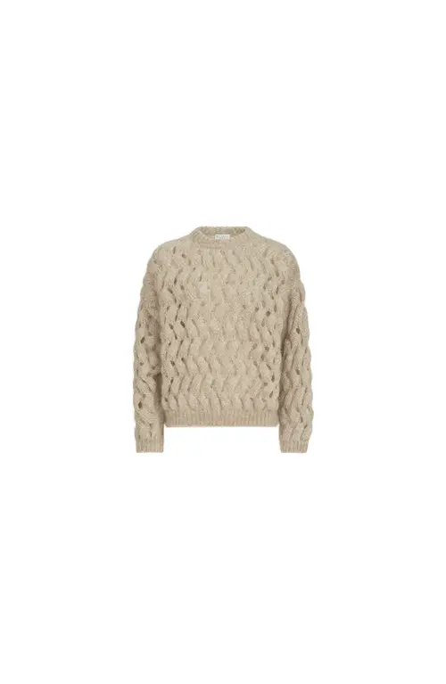 Brunello Cucinelli Dazzling Zigzag Cables Sweater In Mohair And Wool