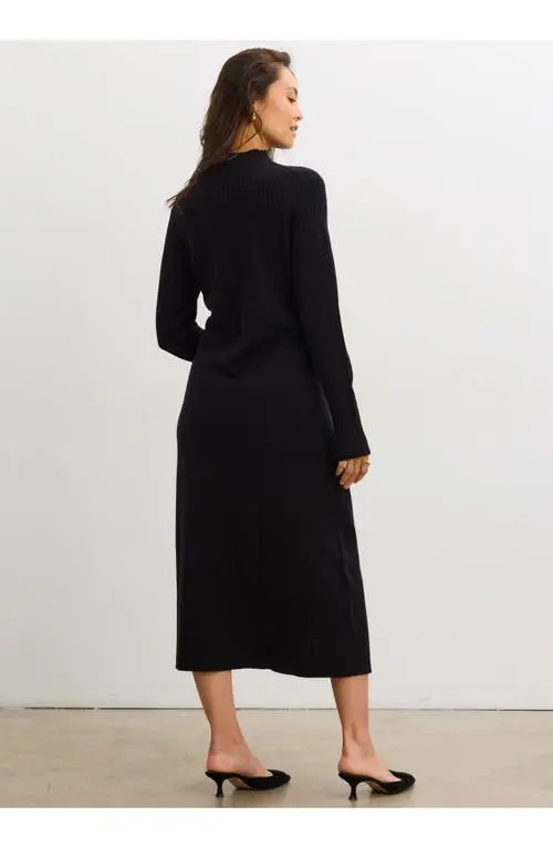 Hatch Collection Peyton Mockneck Sweater Dress In Merino Wool