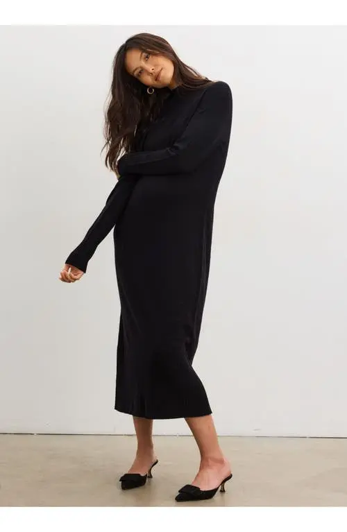 Hatch Collection Peyton Mockneck Sweater Dress In Merino Wool