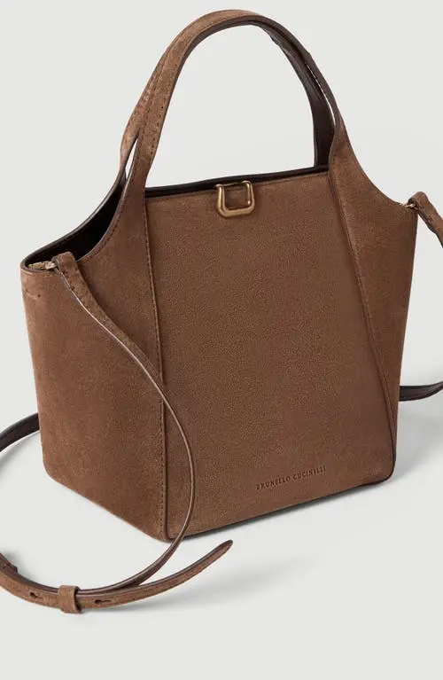 Brunello Cucinelli Sartorial Small Bucket Bag In Suede