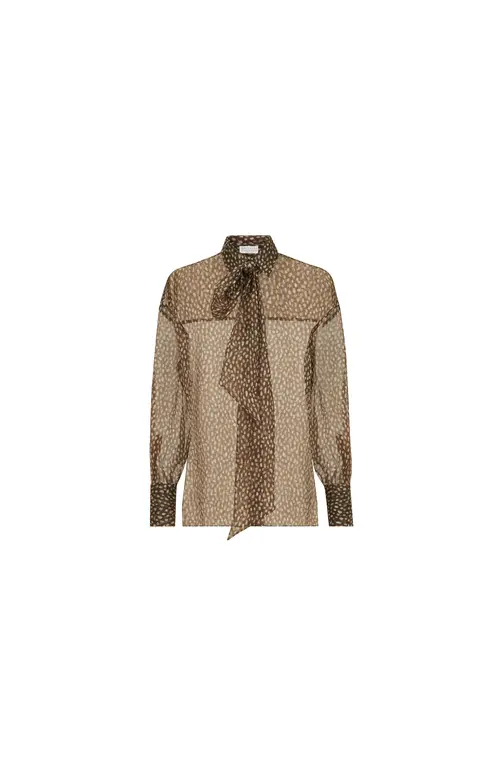 Brunello Cucinelli Dapple Silk Organza Shirt With Neck Tie