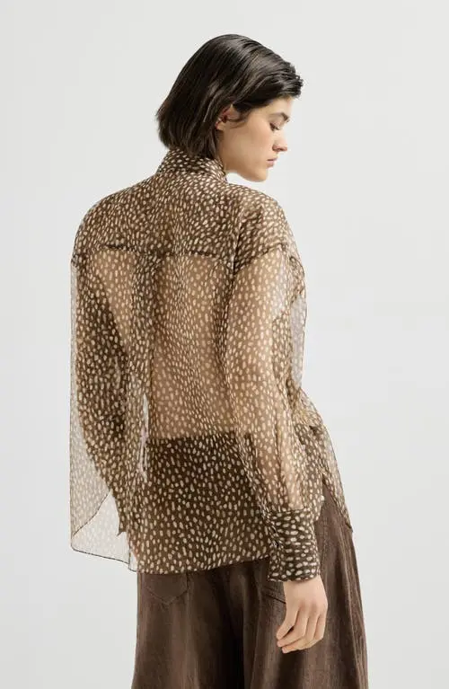 Brunello Cucinelli Dapple Silk Organza Shirt With Neck Tie
