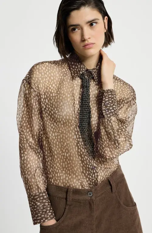 Brunello Cucinelli Dapple Silk Organza Shirt With Neck Tie