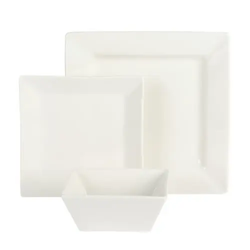 GIBSON HOME Zen Buffet Hard Square Porcelain Dinnerware Set
