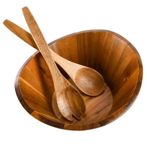 GIBSON HOME Sherwood Salad Bowl With Matching Serving Spoon & Fork