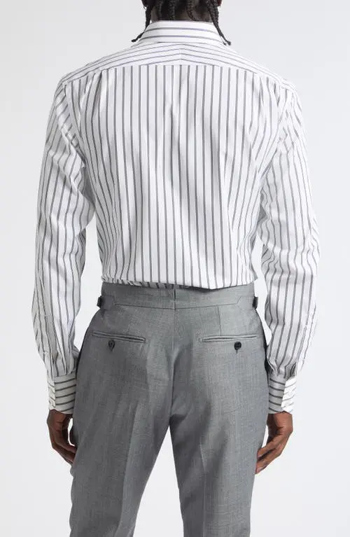 TOM FORD Classic Fit Stripe Cotton Poplin Button-up Shirt