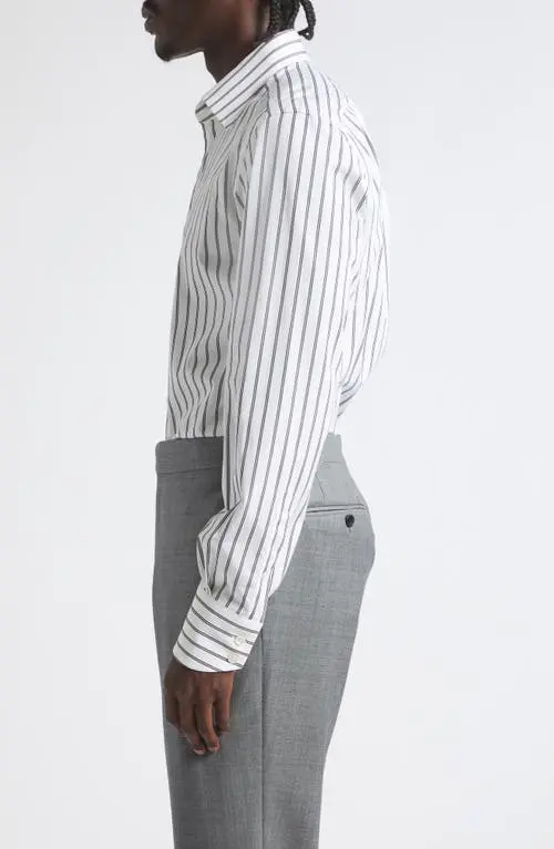 TOM FORD Classic Fit Stripe Cotton Poplin Button-up Shirt