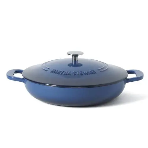 MARTHA STEWART Gatwick 3.5-quart Enameled Cast Iron Braiser With Lid - Blue