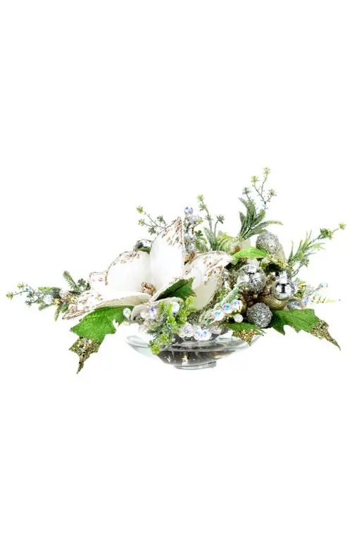 MARK ROBERTS Small Poinsettia Centerpiece - White