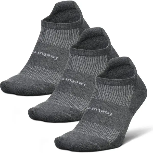 FEETURES High Performance Max Cushion Ankle Sock Tab Socks With Heel Tab - Gray