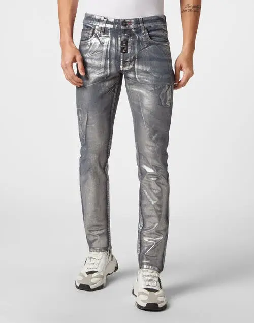 Philipp Plein Denim Trousers Super Straight Cut Fit - Bluechrome