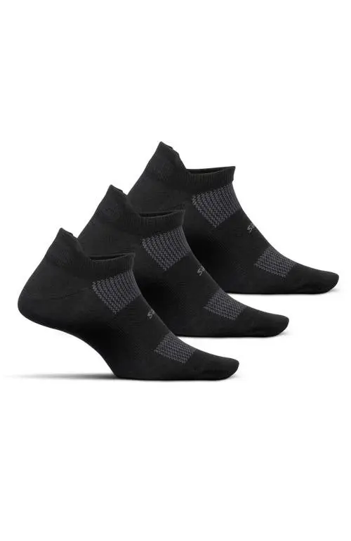FEETURES High Performance Ultra Light Cushion Ankle Socks With Heel Tab - Black