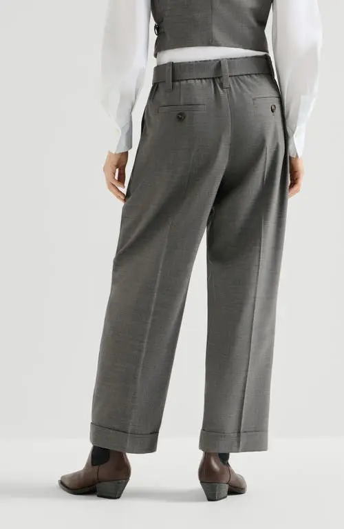 Brunello Cucinelli Tropical Luxury Wool Baggy Sartorial Trousers - Dark Grey
