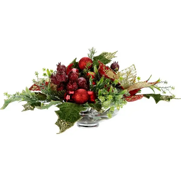 MARK ROBERTS Small Poinsettia Centerpiece - Red