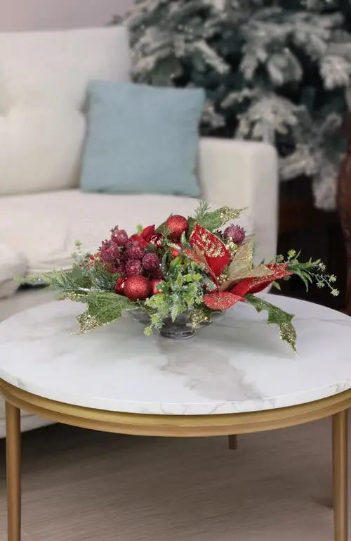 MARK ROBERTS Small Poinsettia Centerpiece