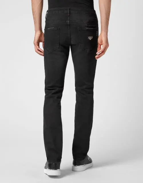 Philipp Plein Straight Cut Denim Trousers - Darkside
