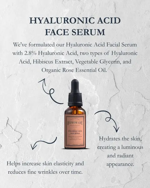 HOMEMADE AROMATERAPY Hyaluronic Acid Rose Hydrating Plumping Face Serum