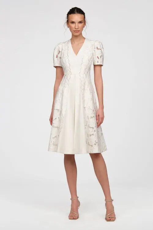 Theia Amal Linen Dress - White