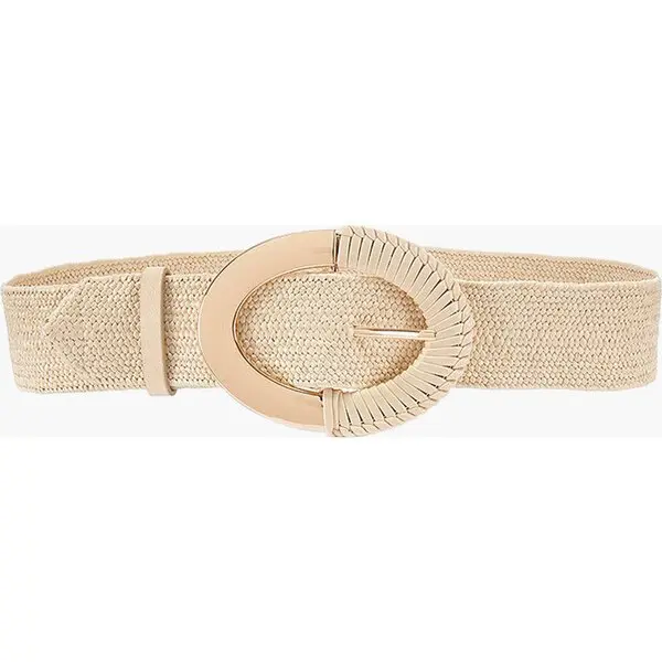 LASCANA Raffia Waist Belt With Decorative Buckle - Beige