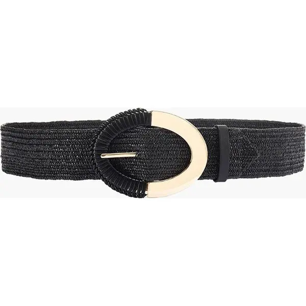 LASCANA Raffia Waist Belt With Decorative Buckle - Black